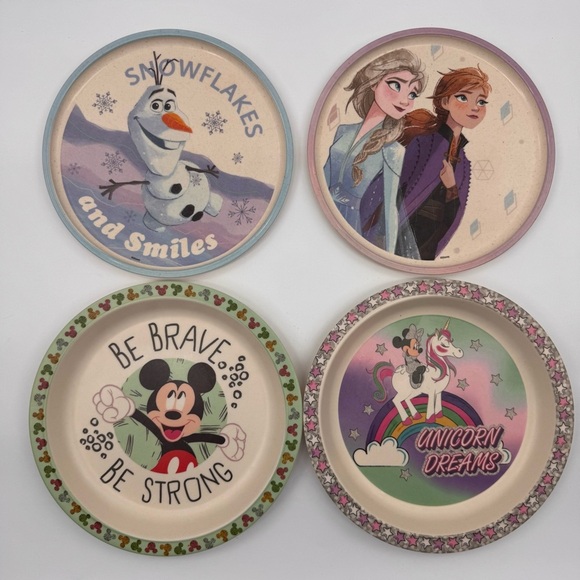Kitchen | Rare Set 4 Pcs Zac Disney Plates Frozen Anna Elsa Mickey ...